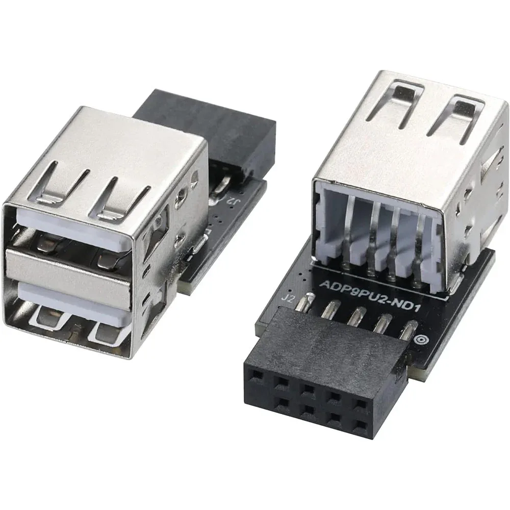 Expand two USB 2.0 A Female Ports to 9PIN USB2.0 9PIN header Adapter ...