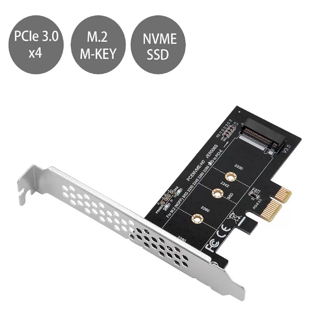 NVME M.2 SSD M-Key to PCI-e 3.0 x1 Host Controller Expansion Card - MZHOU