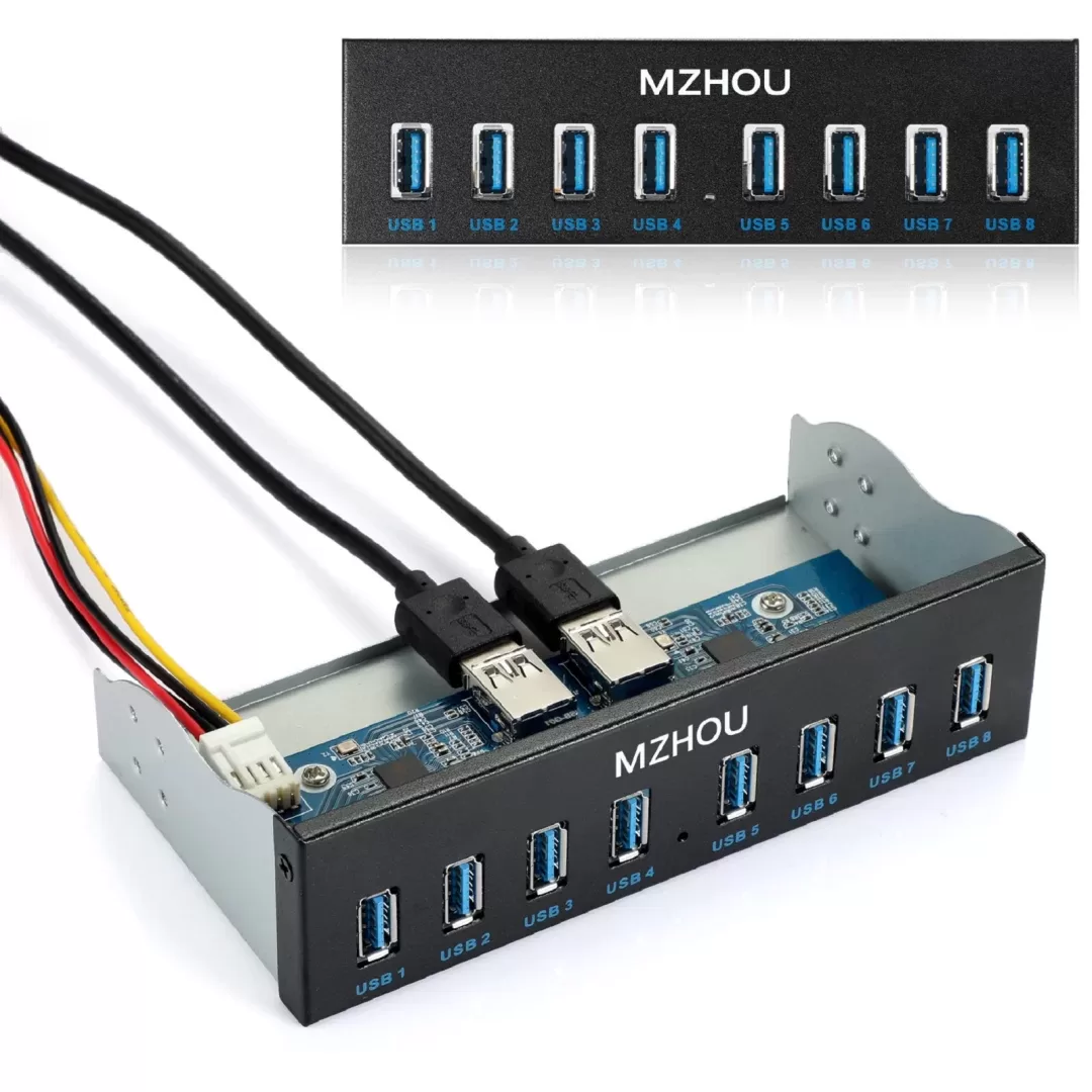 Front Panel USB 3.0 Hub 8 Port,19 Pin to 8 Port USB 3.0 Hub for PC - MZHOU