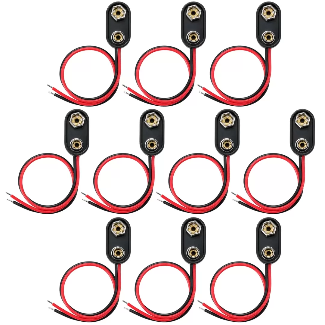 9V Battery Connector,10 PCS I-Type 9 Volt Buckle Connector Hard Plastic ...