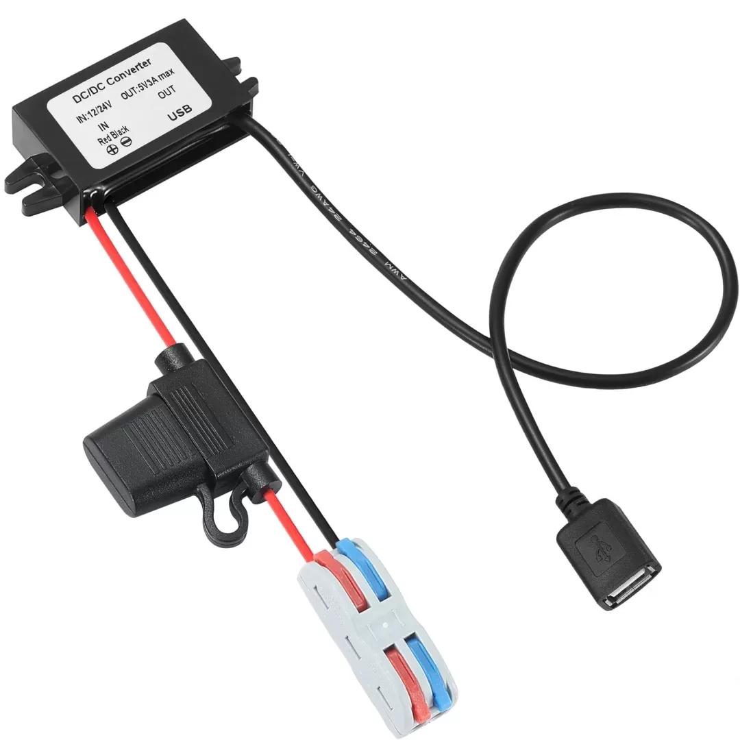 DC-DC 24V/12V to 5V 3A 15W Step Down Converter,DC 8-32V Buck to 5V USB ...